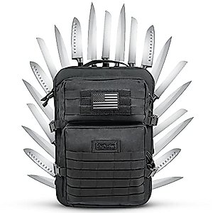Chef Knife Bag Tactical Backpack | Knife Carrying Case with 30+ Pockets for Knives and Culinary Tools | Knife Organizer Bag for Chefs & Culinary Students | Knives & Tools Not Included (XL Size)
