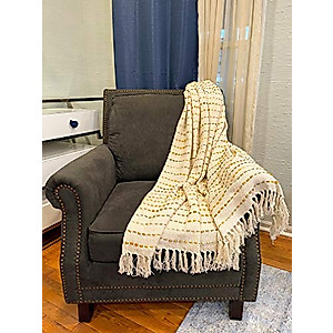 LR Home Soft Luxury Handmade Boho Striped Throw Blanket with Fringe 50" x 60"