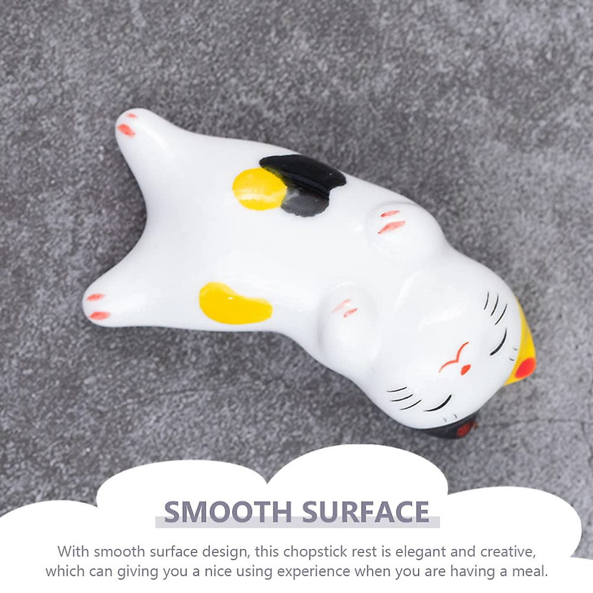 SHERCHPRY Cute Cat Ceramic Chopsticks Holder Stand Rest Lucky Cat Spoon Fork Knife Stand Animal Party Decoration For Holiday Party Dining Table 5pcs