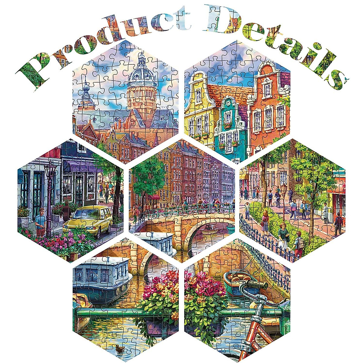 Jigsaw Puzzles 1000 Pieces Puzzles for Adults 1000 Piece-Amsterdam Canal Educational Game Toys, Family Decoration Puzzle…