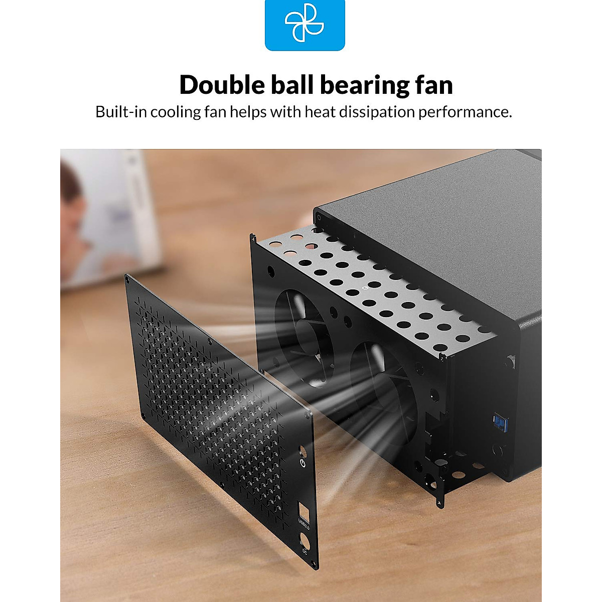 ORICO 8 Bay Tool-Free Aluminum Hard Drive Enclosure with 2 Build-in Fans, Horizontal HDD Docking Station for Small Business Data Backup and Expansion Max to 128TB- NS800U3