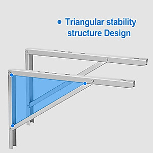Popmoon Wall Mounting AC Brackets up to 440lb/200kg Split Air Conditioner Bracket 21 5/8"Lx16"H Bracket Air Conditioner Bracket Set Adjustble 9000 Btu to 36000 Btu