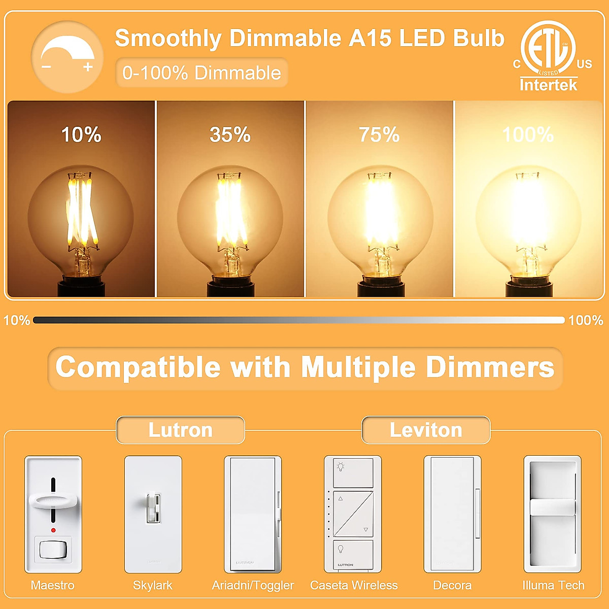 winshine E12 LED Bulb, 40W Equivalent, 3000K Soft White, Dimmable Candelabra LED Light Bulbs for Chandelier, Edison A15 LED Light Bulbs E12 Small Base for Ceiling Fan, 120V, CRI85+, 400LM, 8 Pack