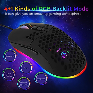 Attoe USB C Mouse,Lightweight Gaming Type C Mouse up to 7200 DPI,Wired Mouse for MacBook Pro Chromebook Laptop PC and More USB Type C Devices (Black)