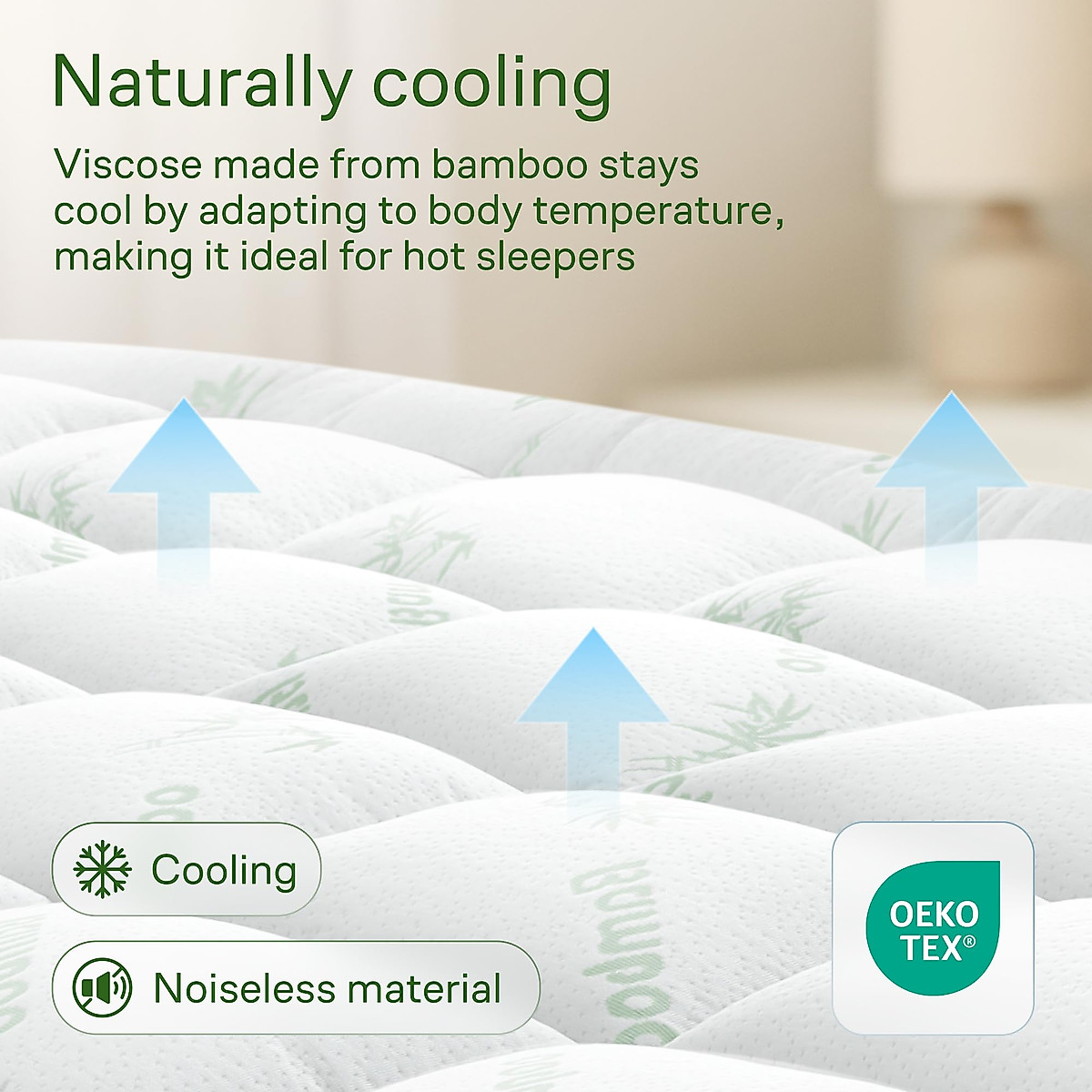 Bamboo Mattress Topper Twin Cooling Breathable Extra Plush Thick Fitted 8-20 Inches Pillow Top Mattress Pad Rayon Cooling Ultra Soft (Bamboo, Twin 39x75 Inches)