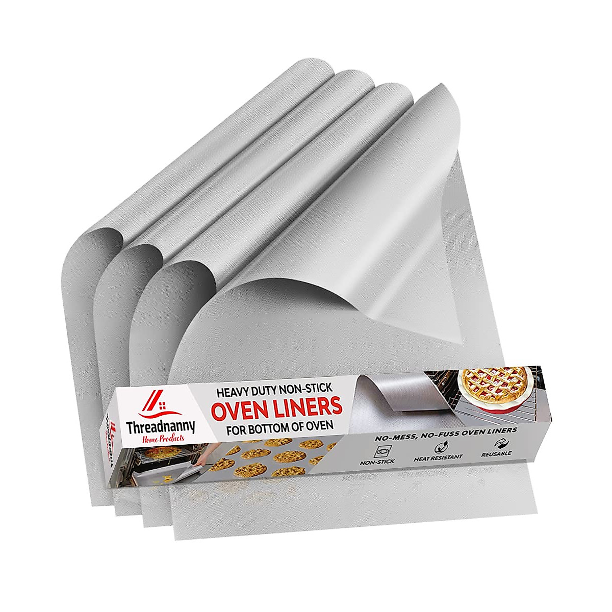 Oven Liners for Bottom of Oven 4-Pack and Oven Rack Edge Protectors 22 Inch