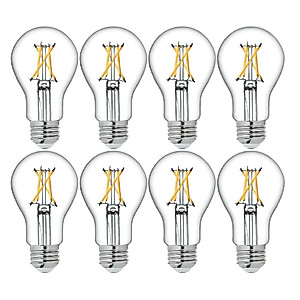 GE Relax 8-Pack A19 60 Watt Equivalent Crystal Clear Soft White Dimmable LED Light Bulbs