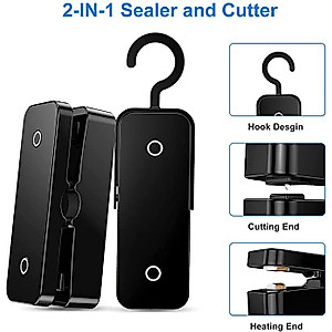 Opmetton 2PACK Mini Bag Sealer, Handheld Heat Vacuum Sealers, 2 in 1 Heat Seal and Cutter Resealer For Plastic Bags Portable Chip Bags(Battery Included)