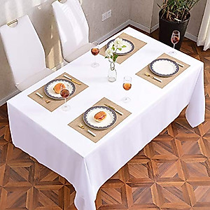 FURNLIK EVENTSDECO White Tablecloth Rectangle Table Cloth Polyester 60x84 Wrinkle Resistant, Stain Resistant Table Cloths for Banquet Vendor Wedding Buffet and Party