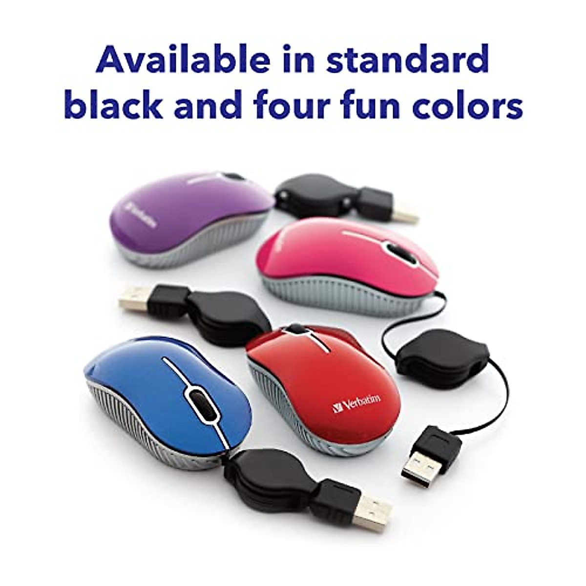 Verbatim Wired Optical Computer Mini USB-A Mouse - Plug & Play Corded Travel Mouse – Black 98113