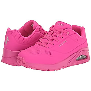 Skechers womens Skecher Street Women's Uno - Night Shades Sneaker, Pink Hot Pink Durabuck Htpk, 7.5 US