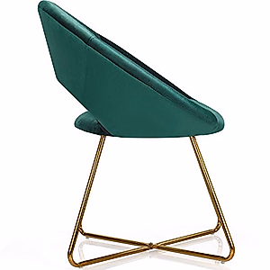 Giantex Modern Velvet Accent Chair Set of 2, Comfy Cute Upholstered Vanity Desk Chair, Max Load 300 Lbs, Decorative Mid Century Single Sofa Armchair for Living Room, Bedroom, Dining Room, Green