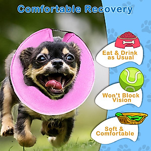 infisu Inflatable Dog Cone Collar (M Size), Soft Blow-up Protective Recovery Dog Collar, Pet Donut Cone Collar, Comfy E-Collar After Surgery for Medium Dog to Prevent Biting Scratching, Pink
