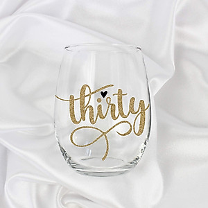 Thirty Stemless Wine Glass Gold 30th Birthday Gift for Women 0008