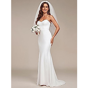 Ever-Pretty Womens Long Off-Shoulder Mermaid Sexy Wedding Bridesmaid Dresses for Evening Party White US16