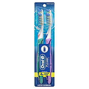 Oral-B Pro-Health Pulsar Battery Powered Medium Bristles Toothbrush, 4 Count