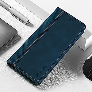 AKABEILA for Oppo Realme 7 Pro Case Luxury PU Leather Flip Case for Oppo Realme 7 Pro Flip Folio Wallet Case Cover with Card Holder Magnetic Closure Kickstand Shockproof 6.4" Blue