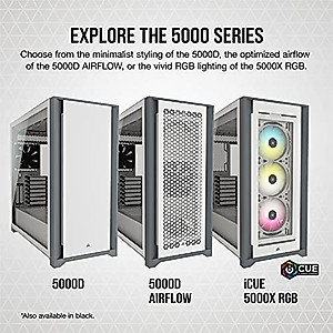 Corsair iCUE 5000X RGB Tempered Glass Mid-Tower ATX PC Smart Case - White