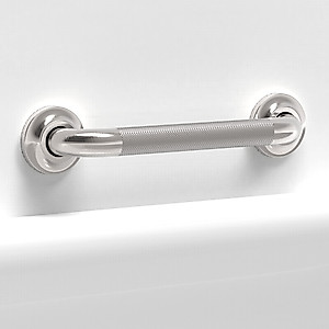 AmeriLuck Grab Bar with Knurled Anti-Skid Grip, ADA Compliant 500lbs Supporting, Stainless Steel Brushed Nickel (12in, 1PK)