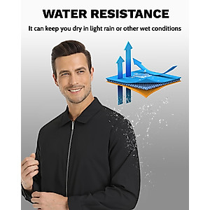 EKLENTSON Spring Jacket Men Casual Light Jacket Slim Fit Lightweight Windbreaker Jackets with Zip Pockets Black Large