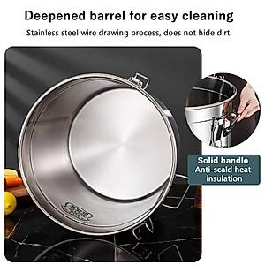 TRAGLO Stainless Steel Cereal Container with Lid and Handles Round Rice Bin Airtight Food Storage Bucket for Home Kitchen Counter 12L