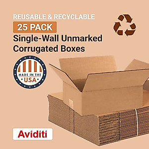 AVIDITI Shipping Boxes Flat 12"L x 9"W x 4"H, 25-Pack | Corrugated Cardboard Box for Packing, Moving and Storage