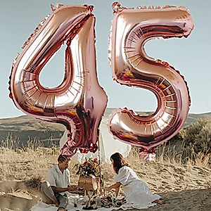 Rose Gold Number 60 Balloons 32" Foil Number Balloon 60th Birthday Balloons Digit 60 Helium Big Balloons for Birthday Party Decorations Wedding Bachelorette Bridal Shower, Rose Gold Number 60(2Pcs)