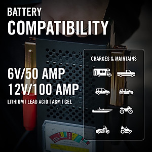 Battery Tender Battery Load Tester 12 Volt at 100 Amps / 6 Volt at 50 Amps Battery Tester - Includes Alligator Clamps - 12V or 6V Battery Health Checker, Check Starter Motor Draw - 026-0020