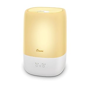 Crane Ultra-Quiet 3-in-1 Humidifier, Essential Oil Aroma Diffuser & Soothing Sleep Light - Compact 1 Gallon Capacity with Adjustable Night Light & Fragrance Tray - Ideal for Bedroom and Office