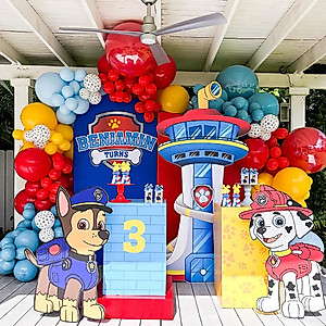 MOMOSHERO 137Pcs Paw Toy Inspired Story Balloon Arch Garland Kit, tieh Paw Print Balloons, Dog Bone Foil Balloons for Baby Shower Gender Reveal Birthday Party Decorations Supplies