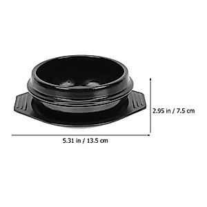 1 Set Korean Pot Ceramic Dolsot Bibimbap Pot Earthenware Bowl Cooking Soup Pot with Lid and Trivet Sizzling Hot Pot Casserole Dish for Korean Soup Food Black