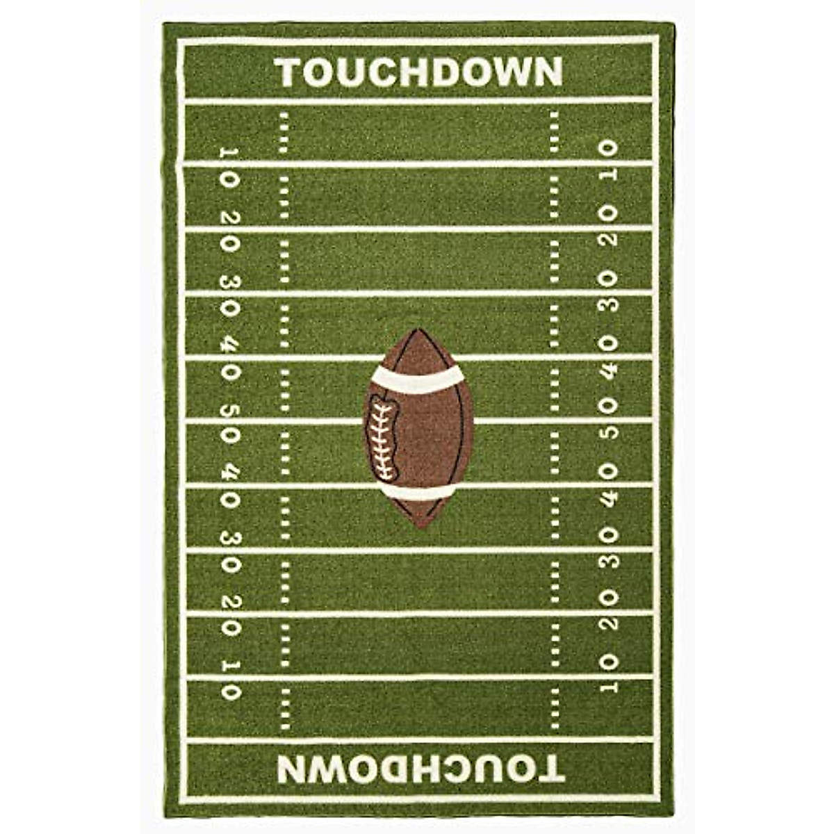 Furnish My Place 705 Solid Football 3'3"x5' Dalyn Rug, All Star Football Ground, Play Area Rug for Kids, Football Field Ground Rectangle, Anti Skid Rubber Backing, Green