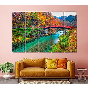 Shinkyo Bridge in Autumn Season Japan Canvas Print 5 Panels / 36x24 inches