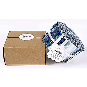 Soimoi 40Pcs Block Print Cotton Precut Fabrics for Quilting Craft Strips 2.5x42inches Jelly Roll - Blue