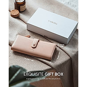 Vulkitty Wallet for Women Large Capacity Leather Purse RFID Blocking Credit Card Organizer with Zipper Pocket(Rose)