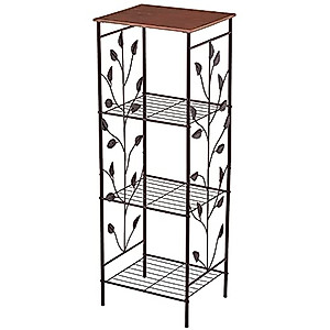 Collections Etc Climbing Leaf Design 4-Tier Metal Accent Shelf