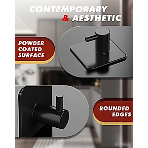 Adhesive Hooks Heavy Duty 22lb(Max) Wall Hooks, 5 Pack Self Adhesive Damage Free Utility Hooks Stainless Steel for Towel Coat Robe, Waterproof Oilproof Rustproof for Bathroom Shower Kitchen Office