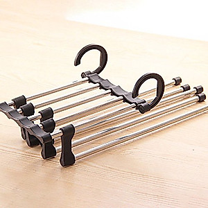 OKOKMALL US--Space Saver Hangers Organizer Pant Trouser Stand Rack Magic Hanger 5 In 1 New