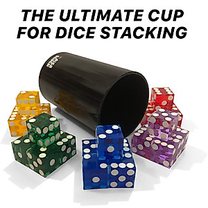 Dice Stacking Cup Set - Professional Straight Cups with 4 Razor Edges 19mm Real Casino Dice in a Box - Accessories - Magic Tricks - Green