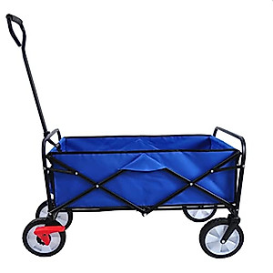 Wagon Cart with Wheels Foldable,Utility Garden Cart,Utility Collapsible Folding Wagon with Heavy-Duty Steel Frame,Camping Folding Wagon,Trolley Cart for Garden,Outdoor Travel (Blue)