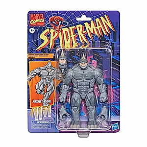 Spider-Man Marvel Legends Series 6-inch Marvel’s Rhino Retro Action Figure Toy, Includes 3 Accessories
