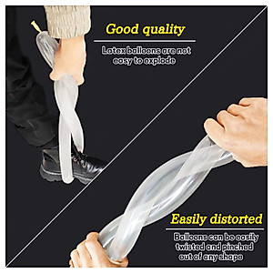 KAWKALSH 260 Balloons Clear, Long Balloons for Balloon Animals, Thickening Skinny Latex Twisting Balloons for Tying Balloon Arch Modeling Magic Clown Birthday Wedding Party Decorations 100pcs Clear