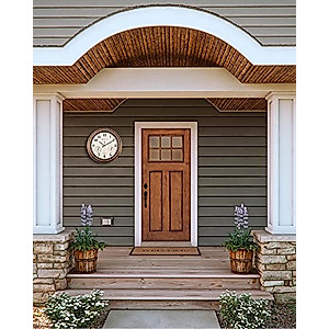 SkyNature Outdoor Clocks Waterproof, Large Outdoor Clock and Thermometer, Silent Wall Clocks Battery Operated, 18 Inch Decorative Rustic Farmhouse Wall Clock for Patio - Bronze