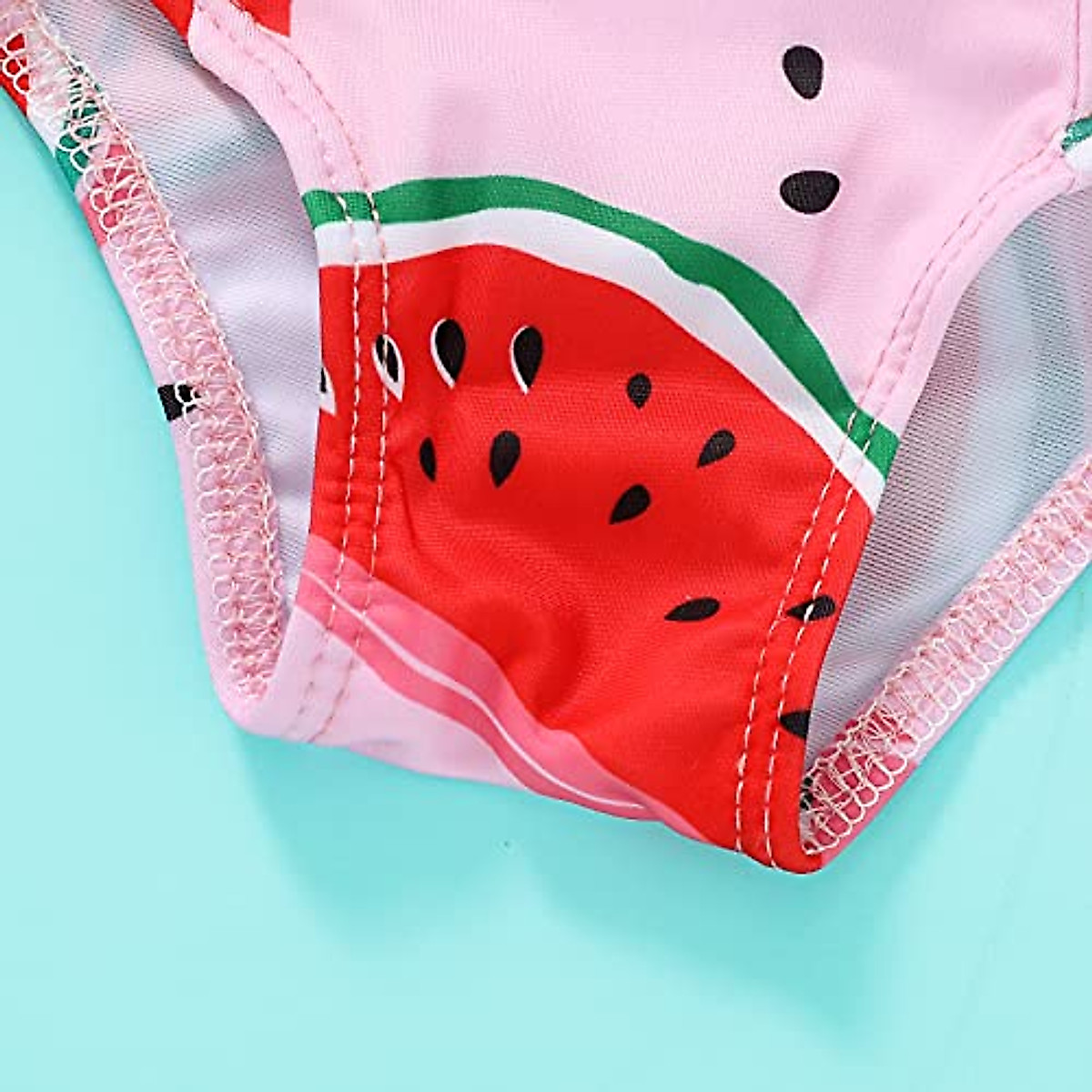 Infant Baby Girl Swimsuit Leopard Backless Swimwear Girl One Piece Halter Ruffle Watermelon Bathing Suit (Watermelon, 90, 9_Months)