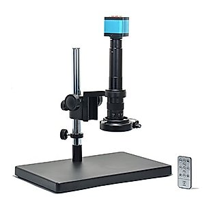 HAYEAR 14MP Monocular HDMI HD USB Digital Industry Video Microscope Camera Set Big Stereo Table Stand Zoom C-Mount Lens 144 LED Light (300X Zoon Lens)