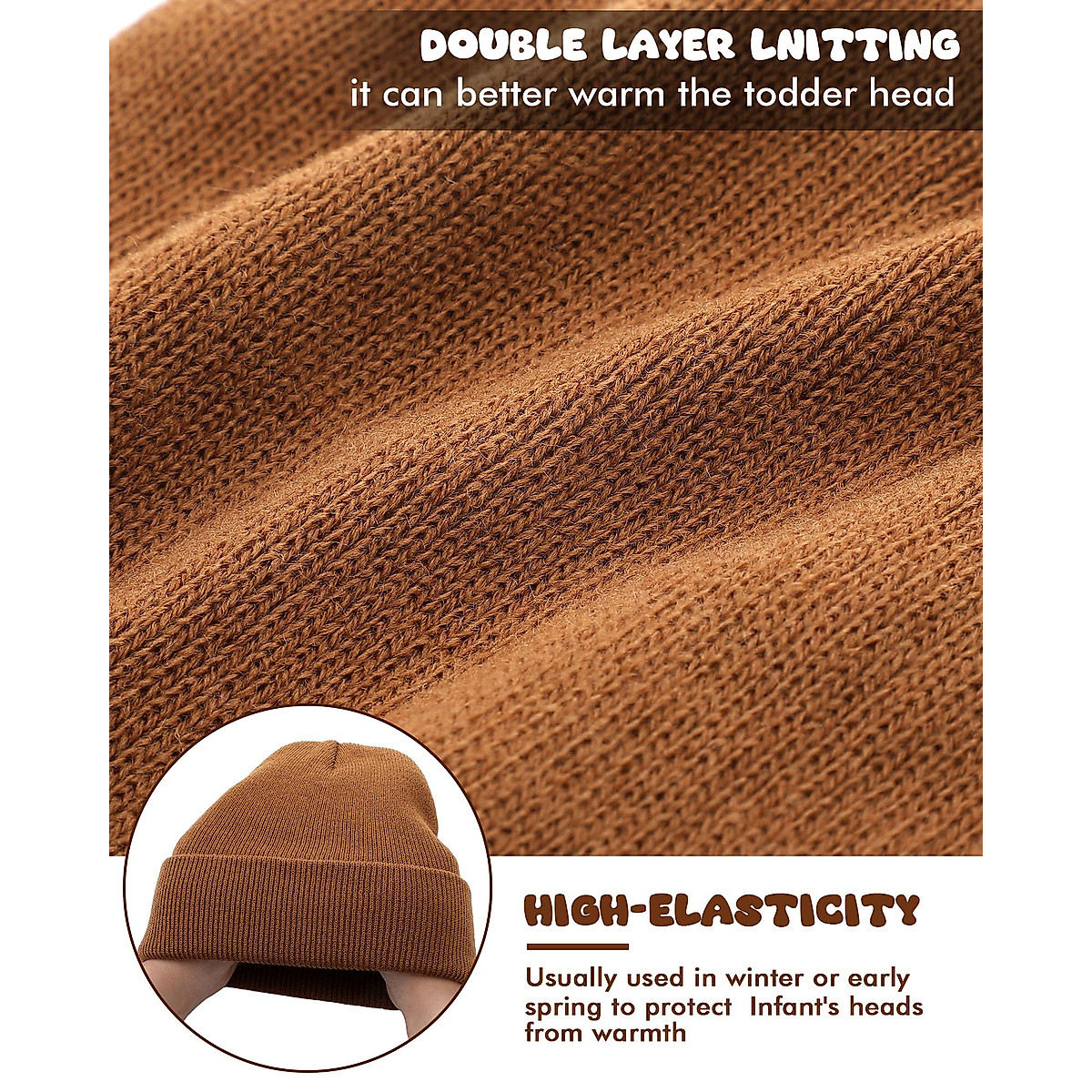 Liitrsh Pack of 6 Winter Baby Beanies Soft Warm Newborn Toddler Infant Cute Knit Baby Hats for Boys Girls Kids(for 1-3 Years Old)