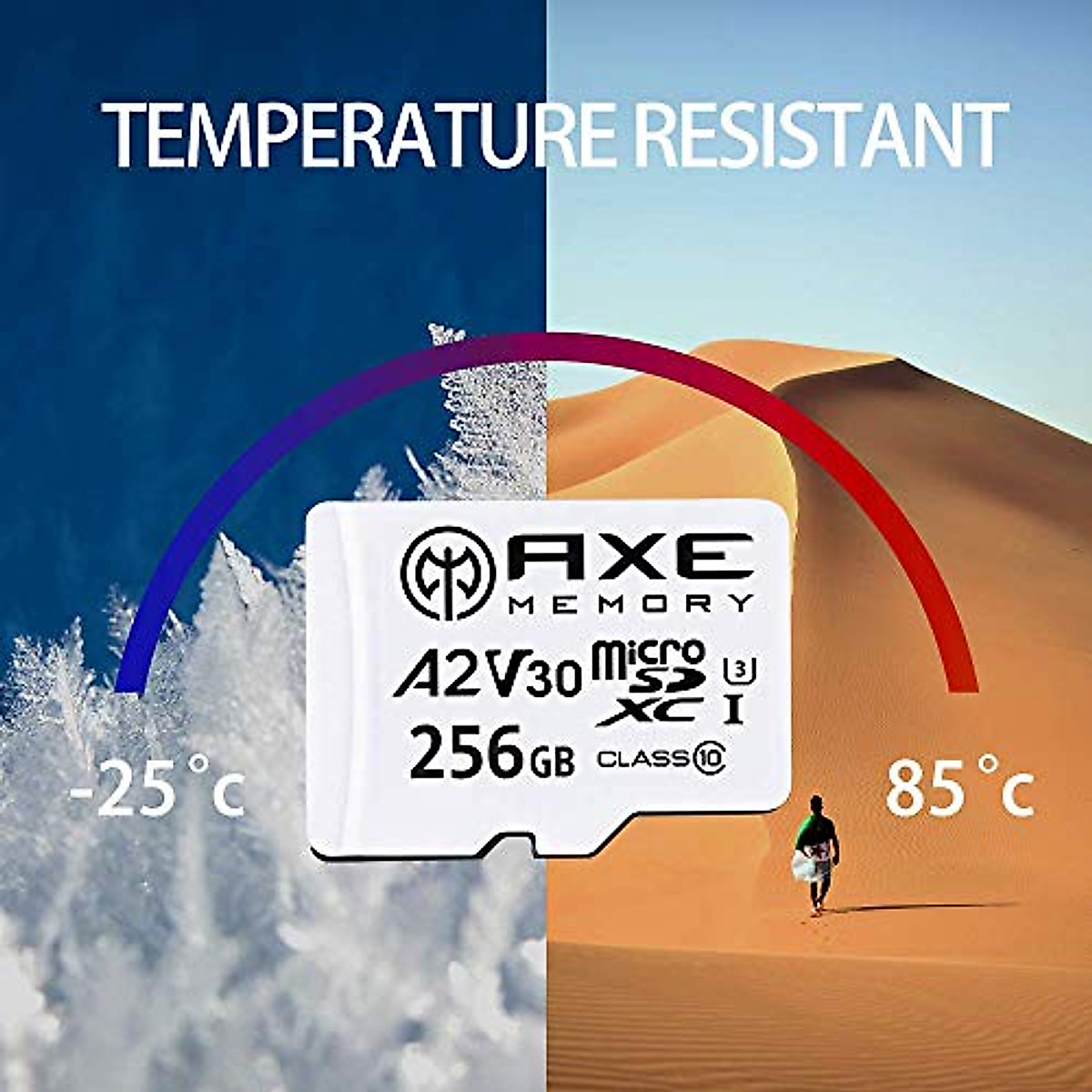 AXE MEMORY 256GB microSDXC Memory Card + SD Adapter with A2 App Performance, V30 UHS-I U3 4K