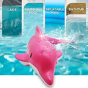 LAFALA Pink Remote Control Dolphin Toy 2.4G High Simulation Cartoon Dolphin Remote Control for Swimming Pool Bathroom Great Gift RC Boat Shark Toys for 6+ Year Old Boys and Girls (with 2 Batteries)