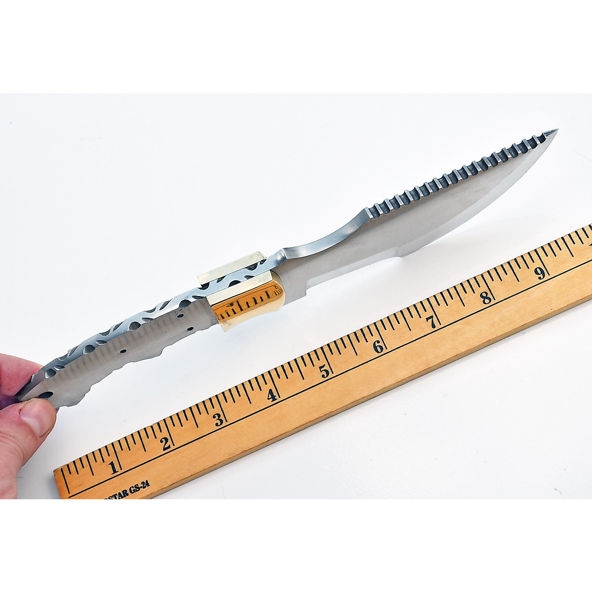 Whole Earth Supply Tracker 1095 High Carbon Steel Large Knife Blank +Brass Finger Guard for Custom Making Knives Blade Blades Blanks Hunting