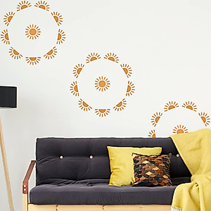 Sunshine Decal 4 Sheets Sun Wall Decal PVC Boho Wall Decals Removable Wall Sun Sticker Graphic Kids Playroom Decor for Nursery Kids Room Home Wall Art Playroom Decor (Half Sun Style)